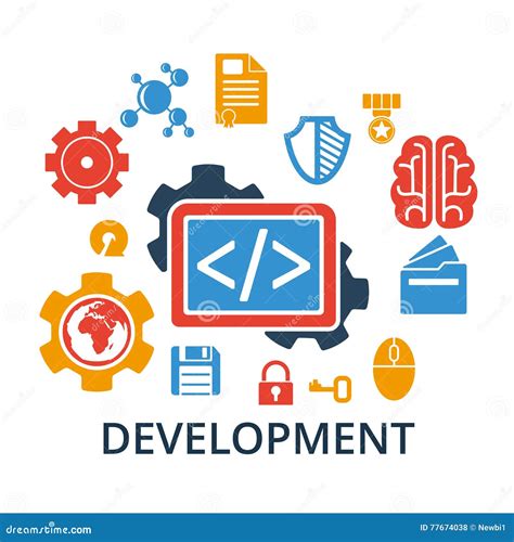 icons concept of coding and development stock vector illustration of money earth 77674038