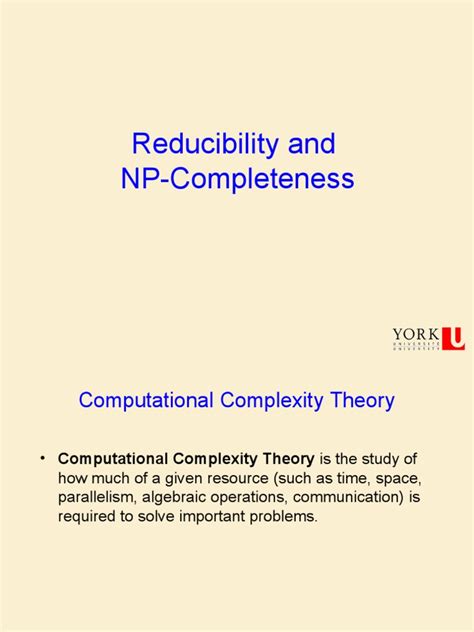 reducibility and the foundations of np completeness pdf computational complexity theory