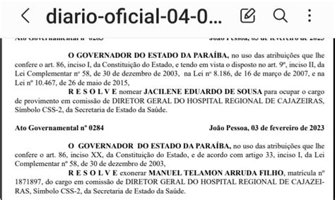 Diário Oficial do Estado traz mudança na direção do Hospital Regional
