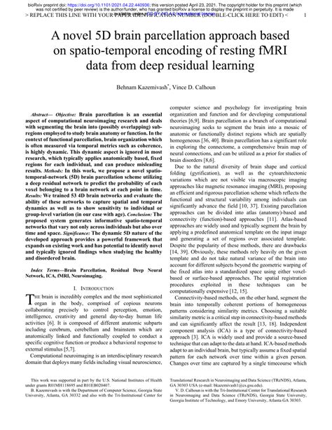 pdf a novel 5d brain parcellation approach based on spatio temporal encoding of resting fmri