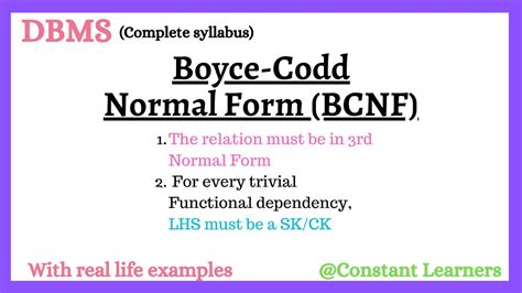 28 Boyce Codd Normal Form BCNF BCNF Normalform YouTube