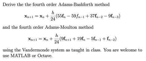 solved derive the the fourth order adams bashforth method h