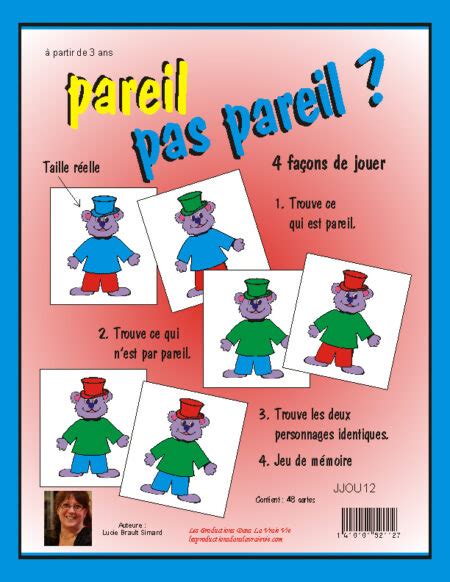 Jeu Pareil pas pareil téléchargeable Ressources pédagogiques Dans