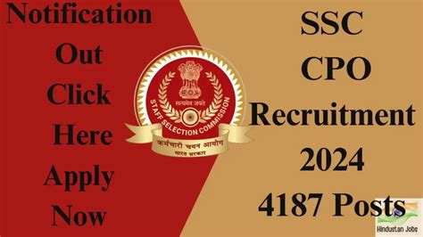 SSC CPO Recruitment 2024 4187 Posts Apply Now Notification OUT