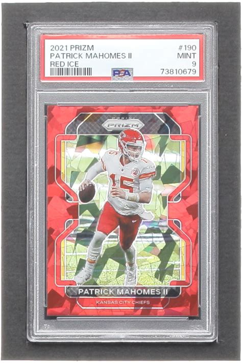 Patrick Mahomes II 2021 Panini Prizm Prizms Red Ice 190 PSA 9