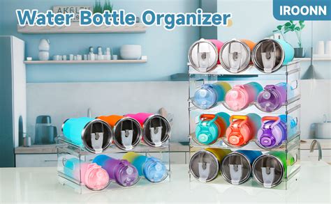 Amazon IROONN Large Compartment Water Bottle Organizer Stackable