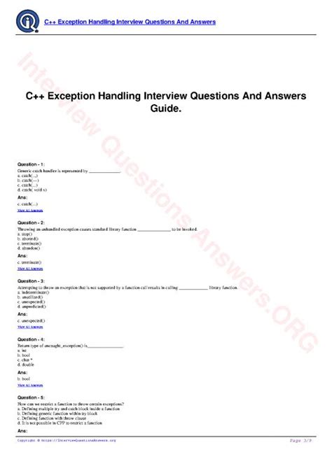 pdf job interview 183974 1191 c exception handling interview questions answers guide