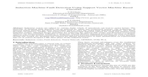 induction machine fault detection using support vector · induction machine fault detection