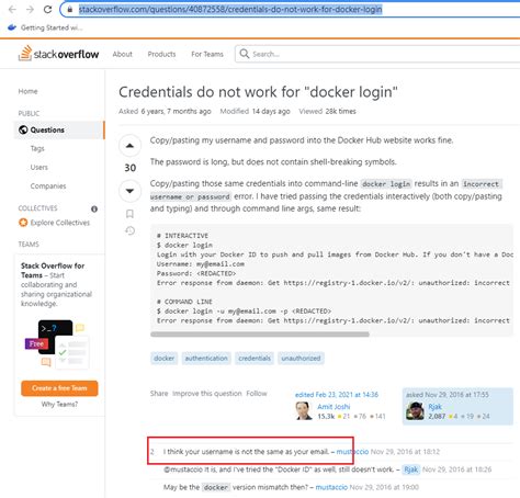 Cannot Connect Response Code 401 From Https Registry Hub Docker