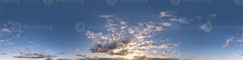 Seamless Evening Blue Sky Hdri Panorama Degrees Angle View With