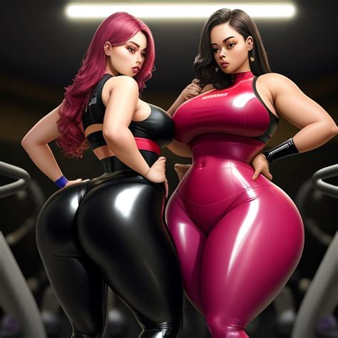 Generator Seni AI Dari Teks 2 Beautiful Women Huge Ass Latex Wide Hips