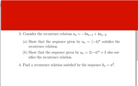 solved 3 consider the recurrence relation an 3an 1