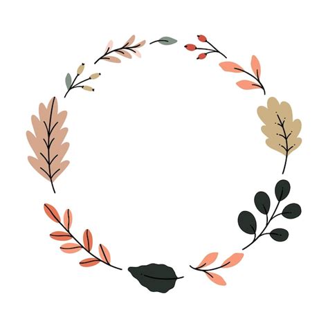 Diseño de corona de círculo ilustrado dibujado a mano follaje de otoño