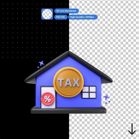 Ilustración psd 3d del impuesto sobre la vivienda Archivo PSD Premium
