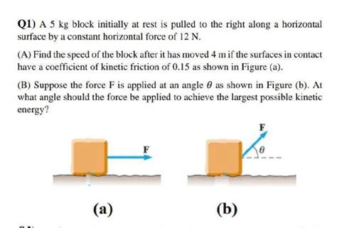 Solved Q A Kg Block Initially At Rest Is Pulled To The Chegg