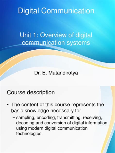 unit 1 overview of digital communication systems pdf data compression data transmission