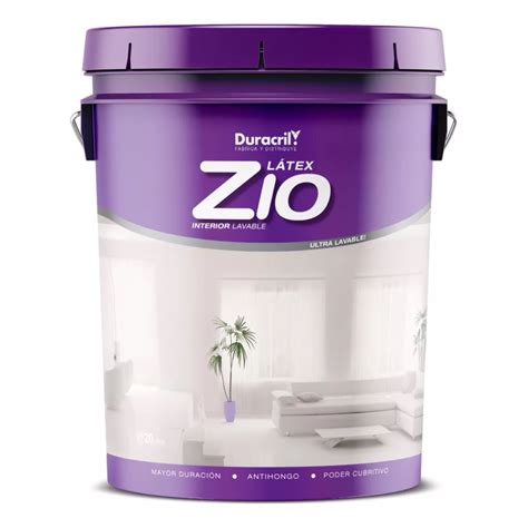 Látex Zio Duracril Interior Lavable Antihongo Blanco Mate Pinturerías