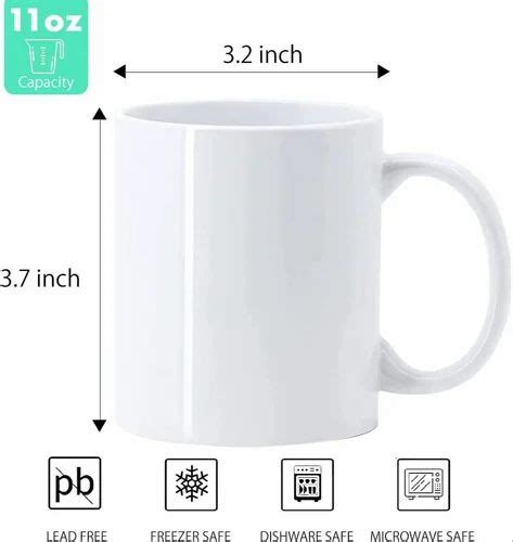 Plain White Sublimation Ceramic Mug 11onz Capacity 350ml Size H 3
