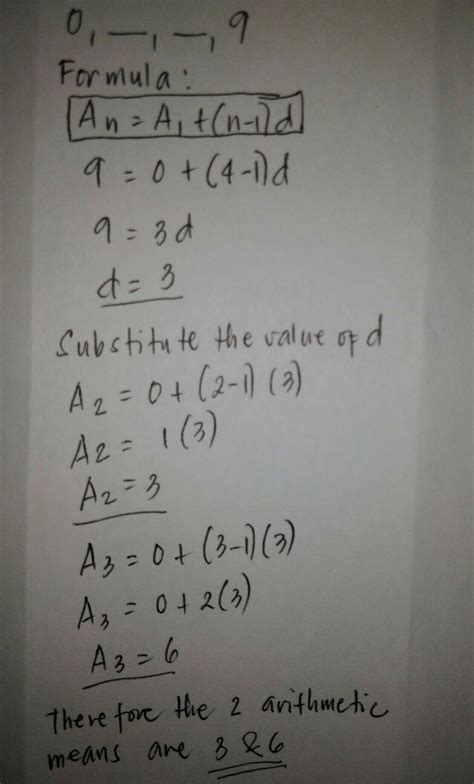 two arithmetic means between 0 and 9 brainly ph