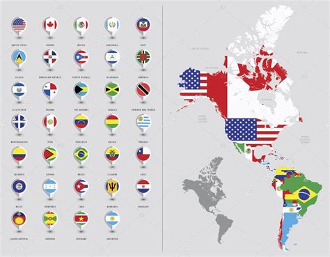 Mapa De America Con Banderas