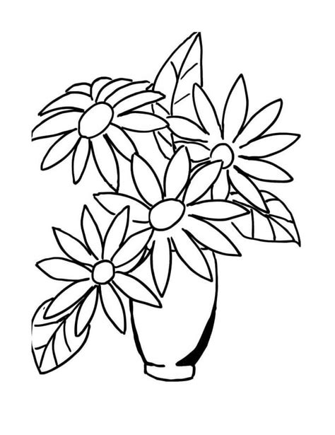 Buquê de flores em um vaso para colorir imprimir e desenhar Colorir Me