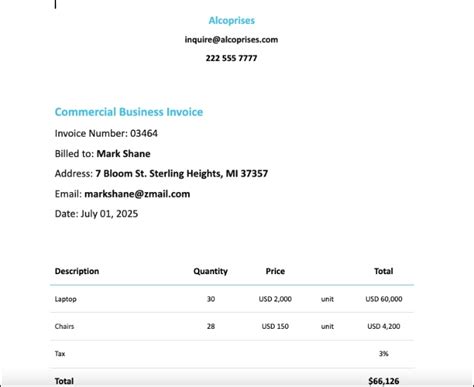 Billing Statement Template Google Docs