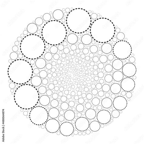 Dashed Circle Area Icons Are United Into Globe Group Dashed Circle