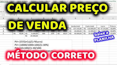 Como Calcular o Preço de Venda no Excel do JEITO CERTO Passo a Passo
