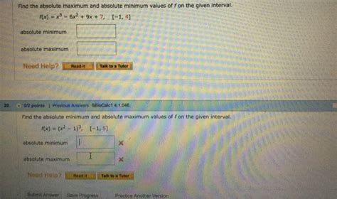 solved find the absolute maximum and absolute minimum values