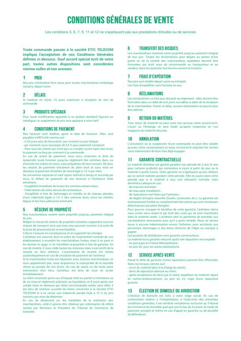 PDF Conditions Générales de Vente PDF Télécharger Download