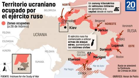Mapa El avance del Ejército ruso en suelo ucraniano al sexto día de