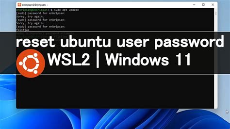 Reset Ubuntu User Password Ubuntu 20 04 WSL2 Windows 11 YouTube
