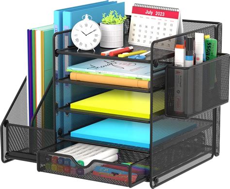 Amazon SUPEASY 5 Tier Desk Organizer With File Holder 7 Tier