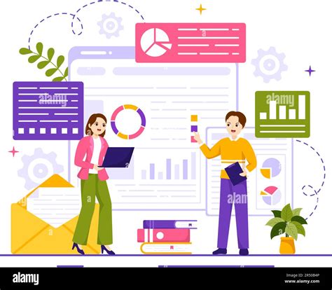 Market Research And Analysis Vector Illustration With Team Management
