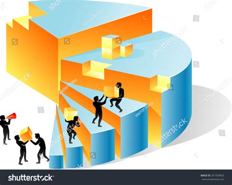 Teamwork Pie Chartbusiness Concept Working Together Stock Vector