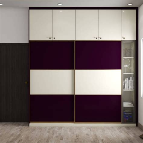 Purple And White Wardrobe Design With A Glossy Finish Livspace