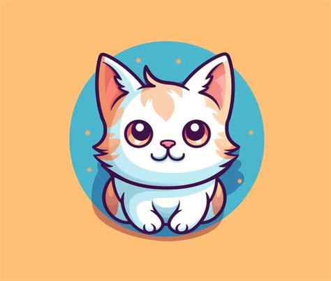 Un Dibujo De Dibujos Animados De Un Gato Blanco Con Ojos Azules Se