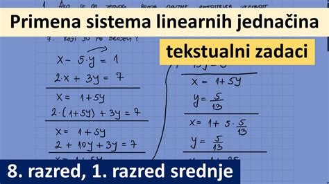Primena Sistema Linearnih Jednacina Tekstualni Zadaci YouTube