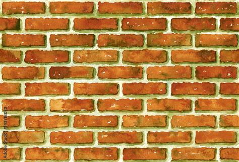 Watercolor Seamless Brick Wall Pattern Hand Painted Texture And