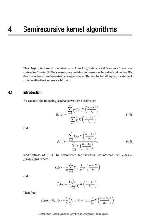 semirecursive kernel algorithms chapter 4 nonparametric system identification