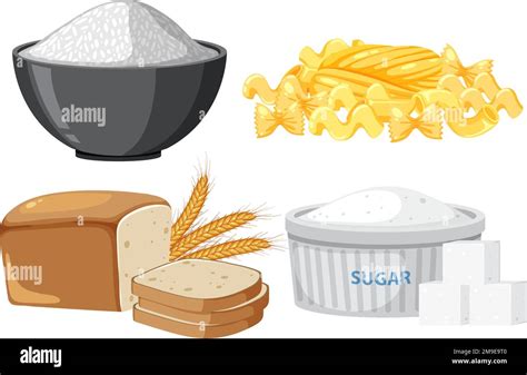 Group Of Carbohydrates Foods Illustration Stock Vector Image Art Alamy