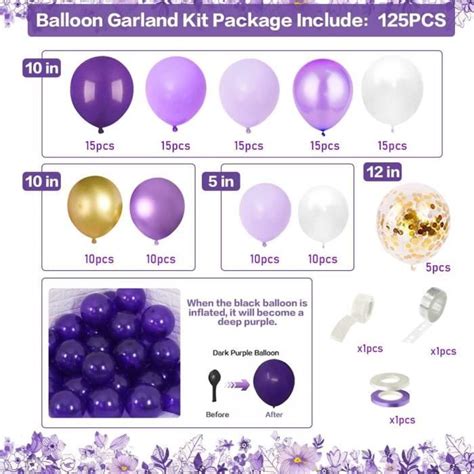 Arche Ballon Anniversaire Violet Guirlande De Ballon Violet Or 125