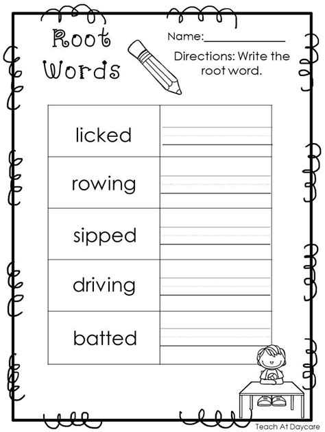 Root Word Worksheet First Grade