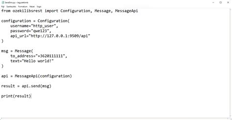 python send sms with the rest api code sample