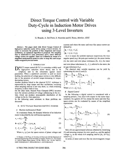 pdf direct torque control with variable duty cycle in induction motor drives using 3 level