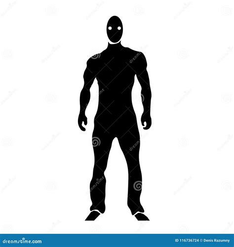 Silueta Negra De Un Hombre En Un Fondo Blanco Stock de ilustración