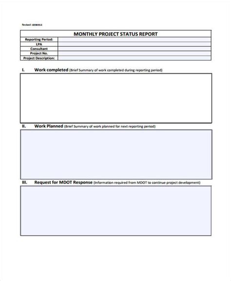 Project Monthly Status Report Template Atlanticcityaquarium