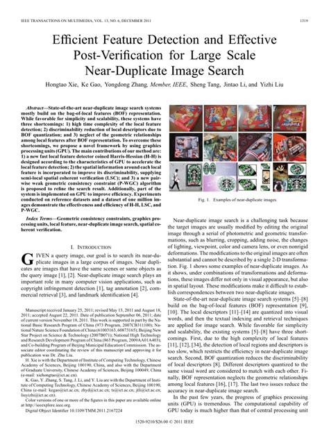 pdf efficient feature detection and effective post verification for large scale near duplicate