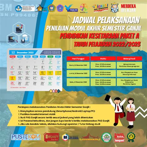 JADWAL PENILAIAN MODUL AKHIR SEMESTER GANJIL TAHUN PELAJARAN 2022 2023