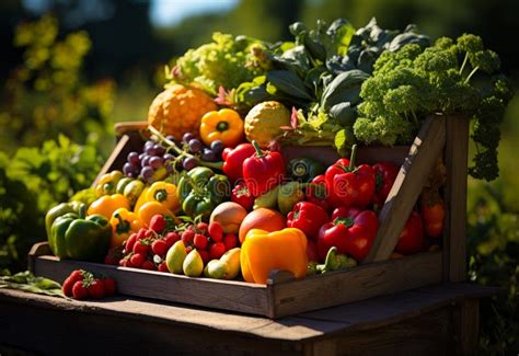 A Wooden Crate Filled With Lots Of Different Types Of Vegetables